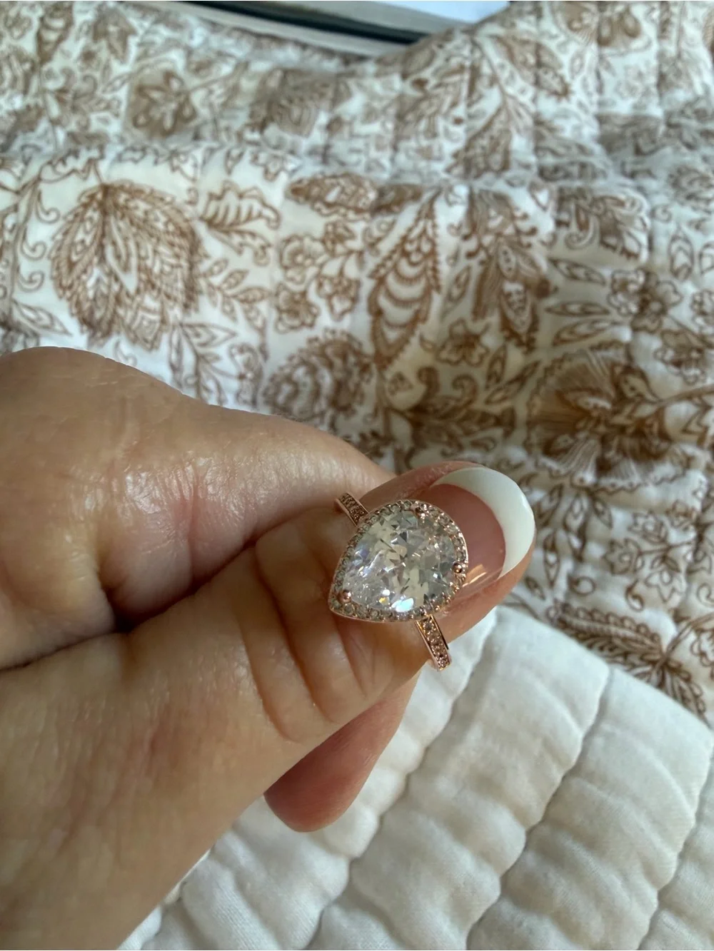 Pandora | Jewelry | Pandora Rose Gold Pear Halo Ring With Clear Stone ...
